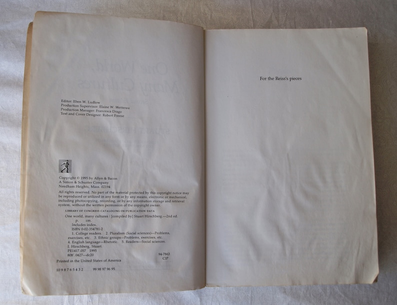 One World Many Cultures Second Edition by Stuart Hirschberg 1995 ...