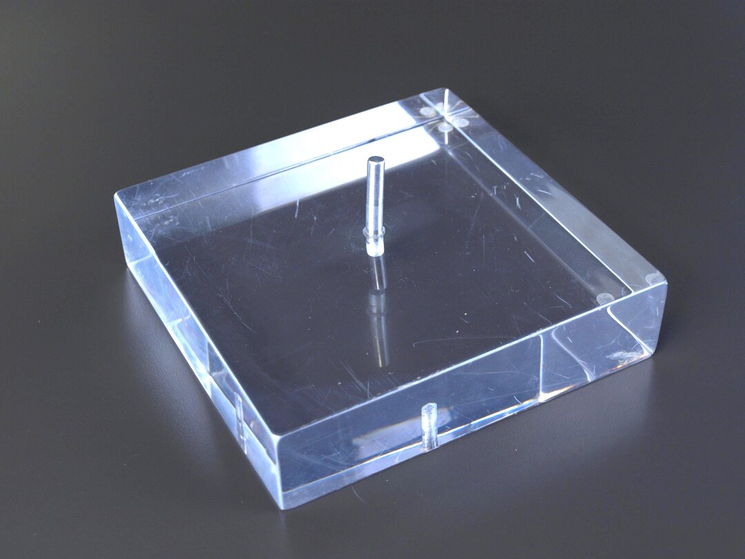 Vintage Clear Lucite Block Sculpture Display Base Stand - 6" X 6" X 1.5 ...