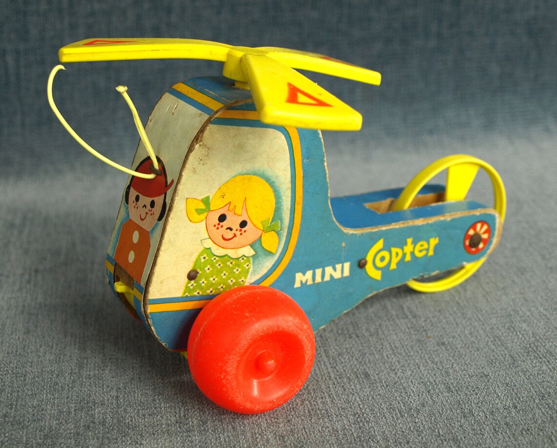 Vintage 1970 Fisher Price MINI COPTER 448 Wooden Helicopter - Etsy