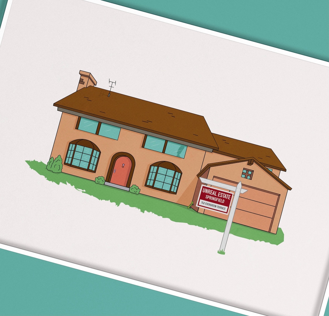 A4/A5 Simpsons Print - 742 Evergreen Terrace - Unreal Estate - Etsy