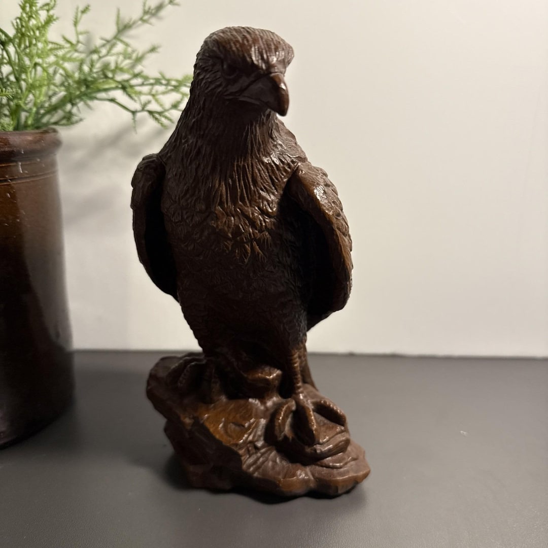 Red Mill Eagle Statue Dark Brown Resin Carved Wood Look Decor Figurine ...