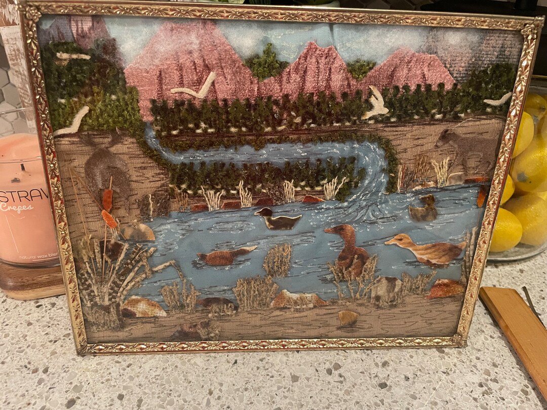 Handmade Duck Scene 3D Tapestry in Frame Made in 1988 - Etsy
