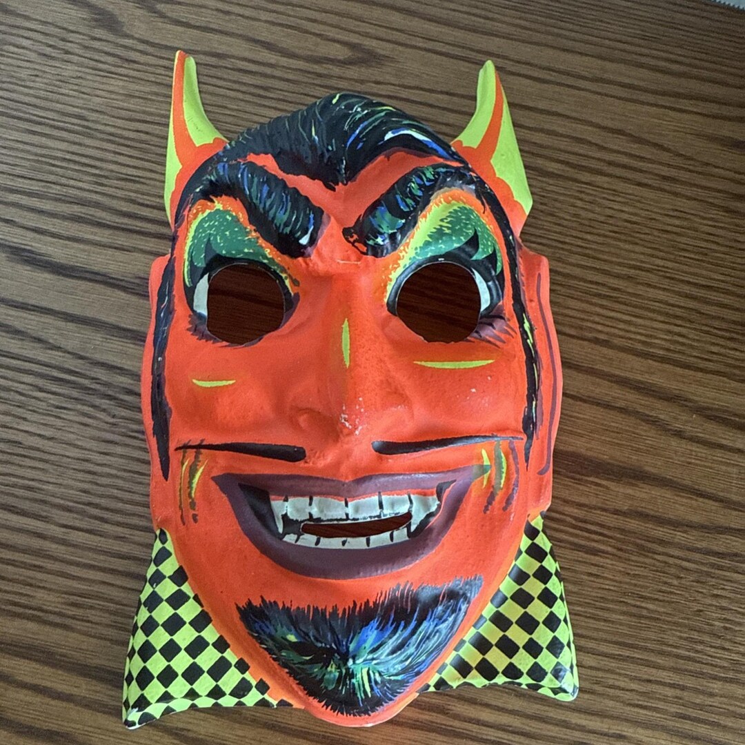 Vintage Ben Cooper? Halloween Costume Mask DEVIL W/ Beard - 1960s Made ...