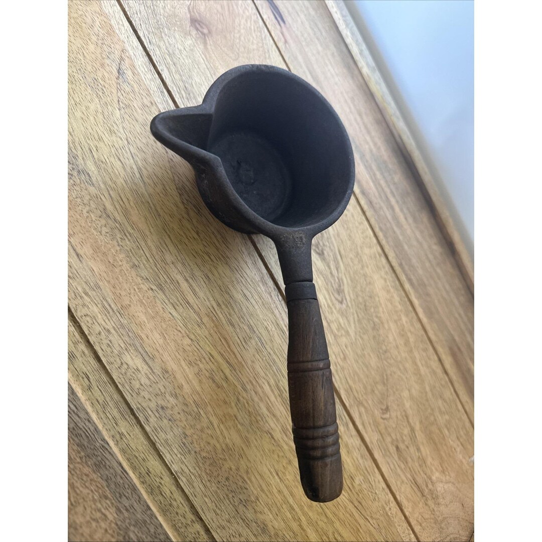 Vintage Cast Iron Blacksmith Smelting Ladle With Wooden Handle - Etsy