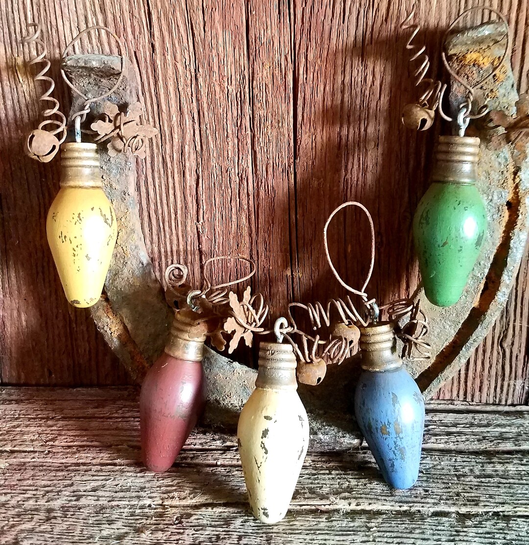 Wood Ornaments, Christmas Ornaments, Wood Light Bulb Ornaments, Painted ...