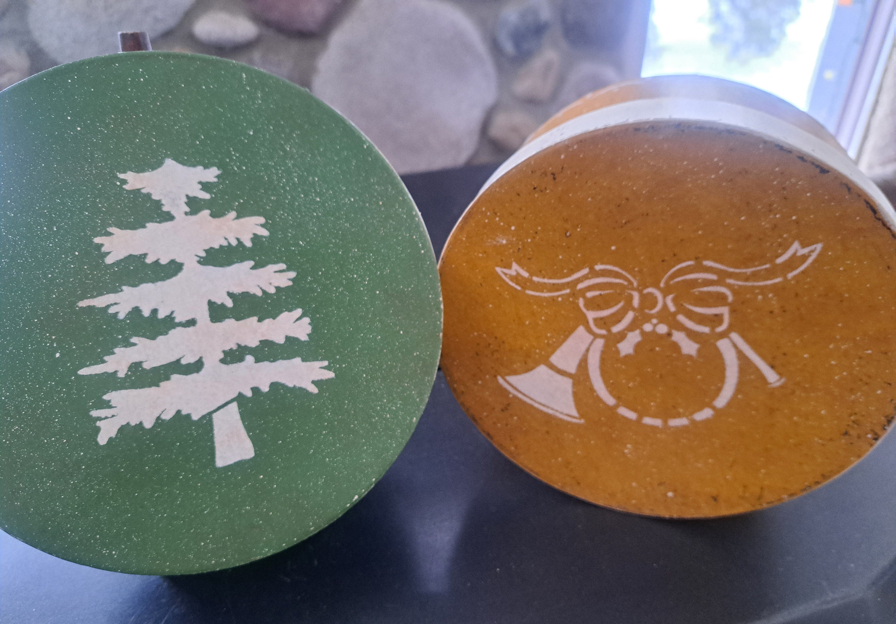 Paper Mache Box, Round Box, Painted Box, Stenciled Box, Christmas ...