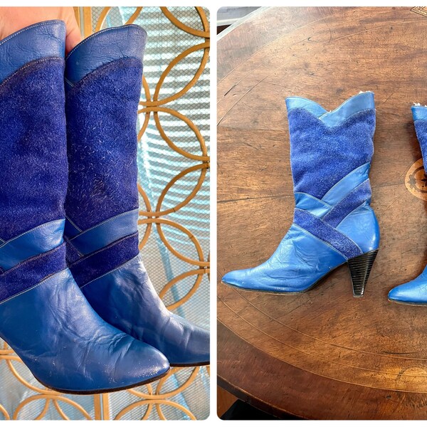 Blue Suede Boots - Etsy