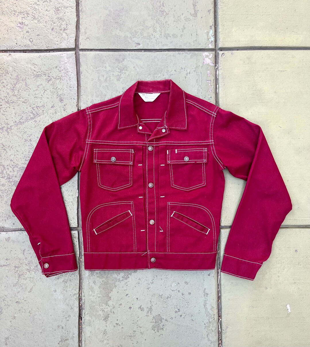 1960s 1970s JC Penney Maroon Denim Jacket Western Wear | Size Medium - Etsy