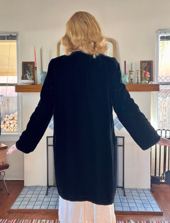1940s Black Velvet Swing Coat with Gold Sequins - Gem