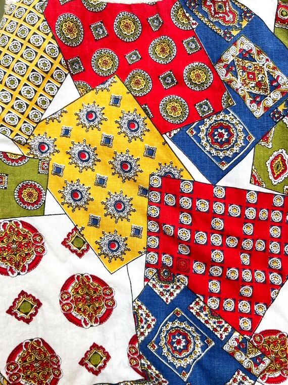 1960s Mod Patchwork Print Terry Cloth Wrap Skirt | Ad… - Gem