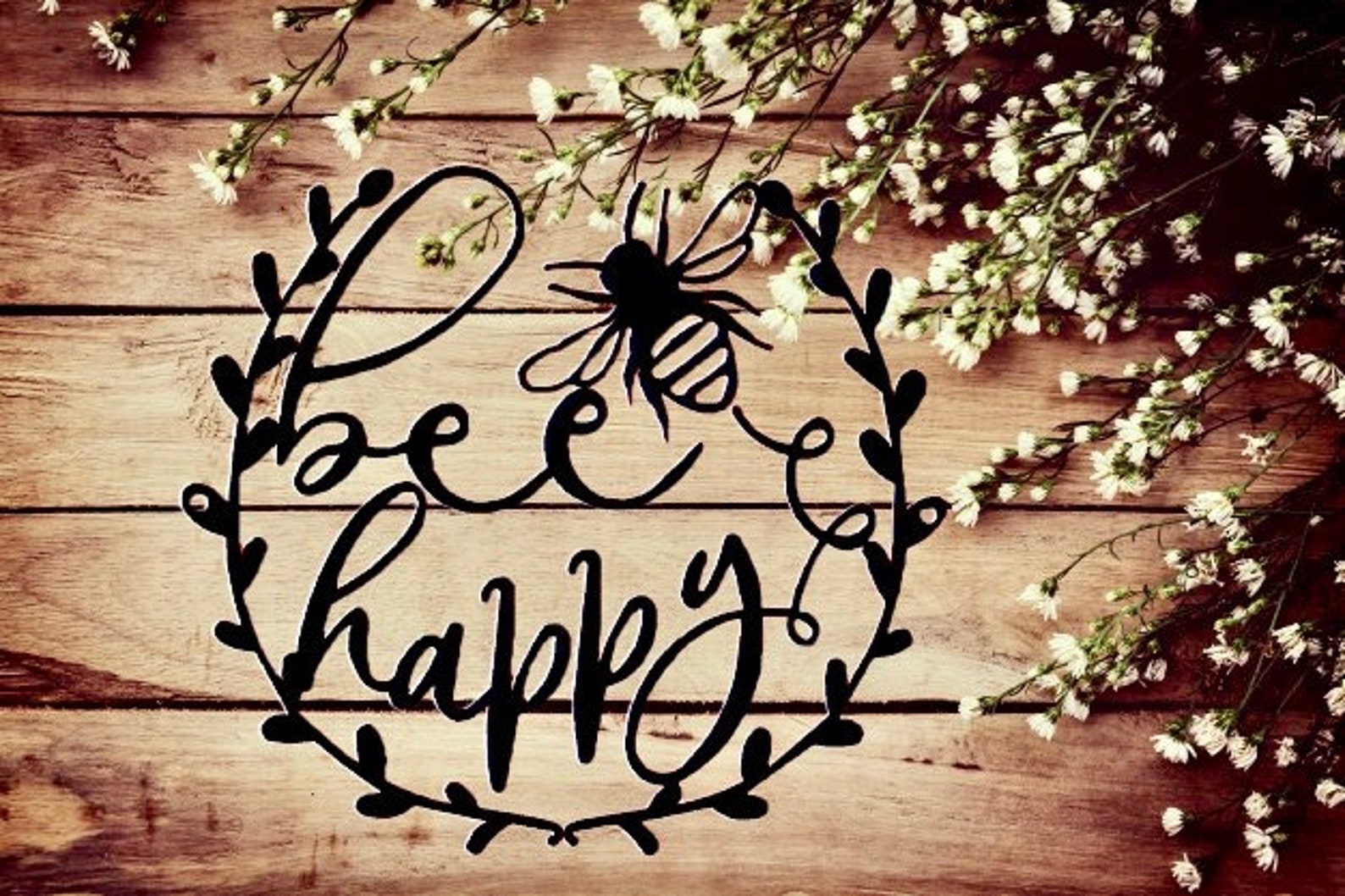 BEE Happy Sign Bee Sign Bee Happydecor Honey Bee Decor - Etsy
