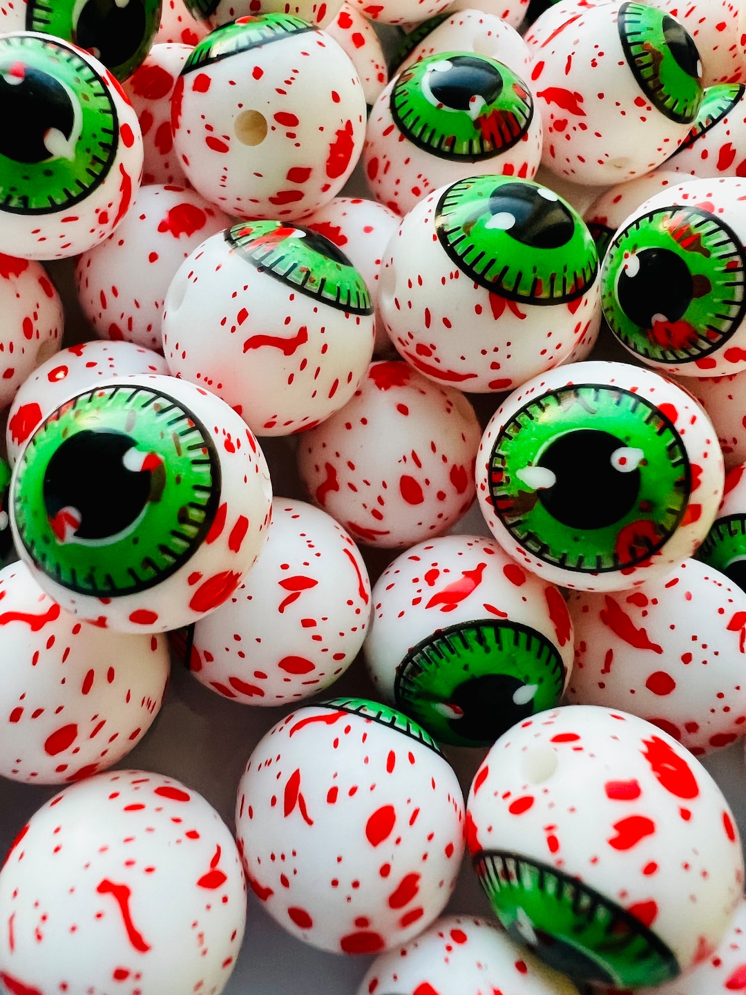 14mm Bloody Eyeball Beads, True Crime Focal Beads, Silicone Focal Beads ...