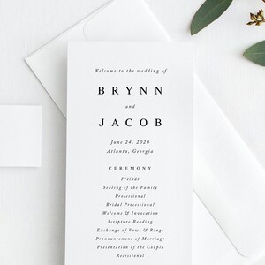 Printable Wedding Program Template Printable Wedding Ceremony Program Printable Wedding Programs ...