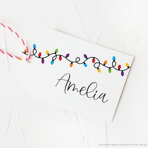 Editable Christmas Lights Gift Tags Printable Christmas Gift Tag ...
