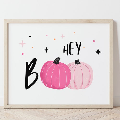 Cute Halloween Printable Pink Halloween Printable Hey Boo - Etsy