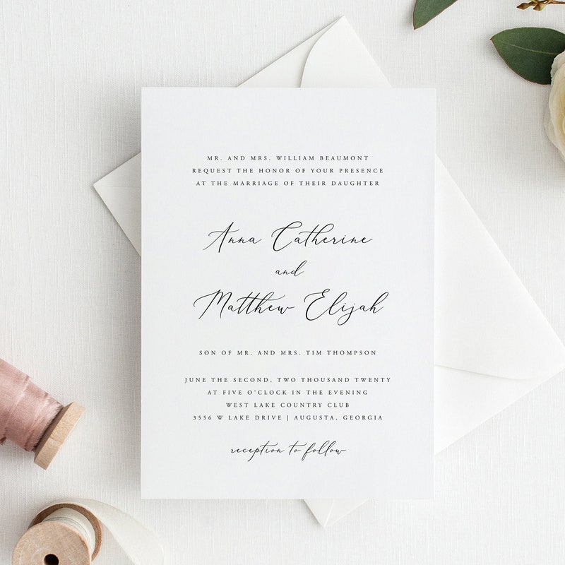 Simple Wedding Invitation - Etsy