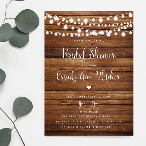 Bridal Shower Invitation Template Printable Rustic Wedding - Etsy