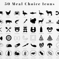 Meal Choice PNG Icons, Wedding Meal Rsvp, Beef, Chicken, Pork, Shrimp ...