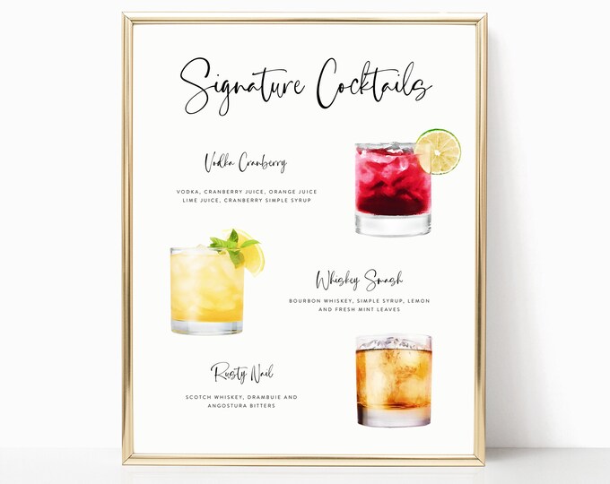 Printable Signature Cocktails Sign Editable Signature Cocktails ...