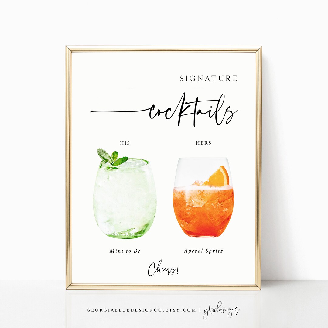 Printable Signature Cocktails Sign Editable Signature Cocktails ...