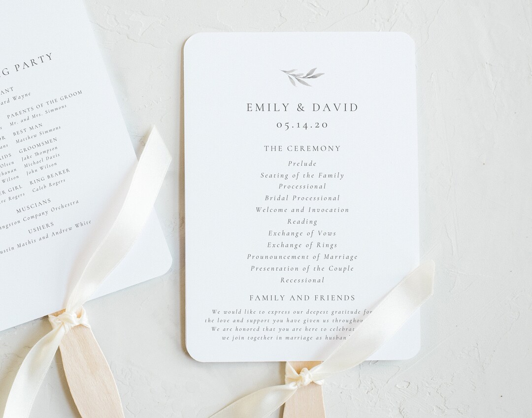 Wedding Fan Program Template | Printable Wedding Program | Printable ...