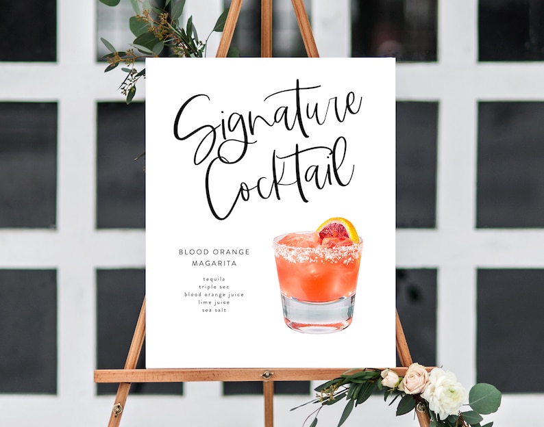 Printable Signature Cocktails Sign Editable Signature | Etsy