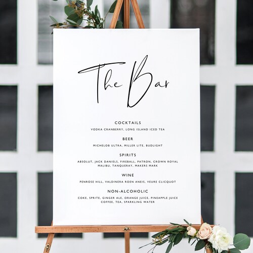 Printable Open Bar Menu Bar Menu Template Open Bar Sign - Etsy