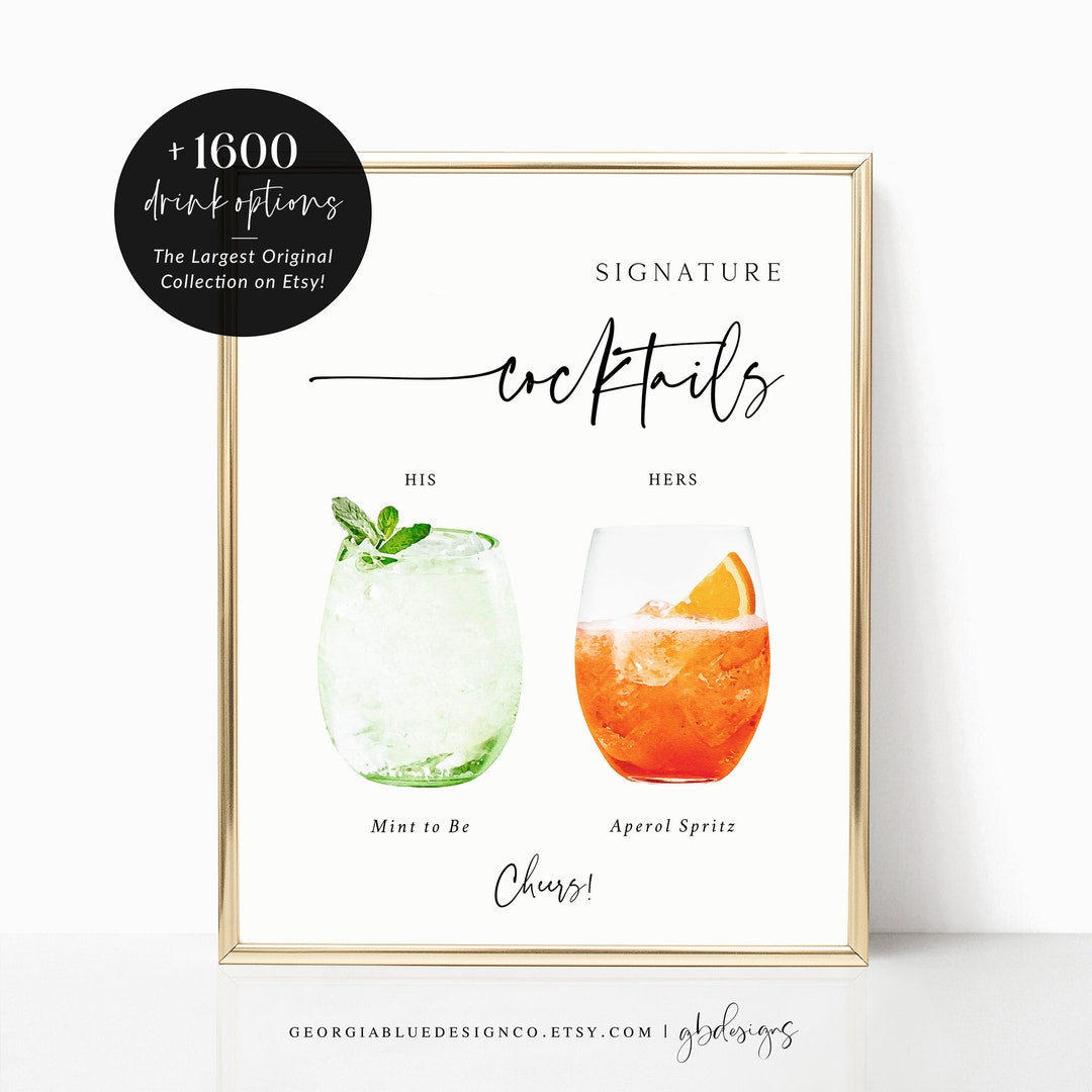 Printable Signature Cocktails Sign | Editable Signature Cocktails ...