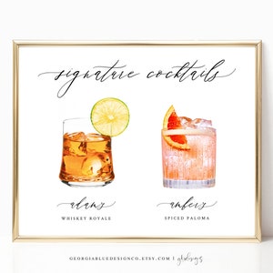 Printable Signature Cocktails Sign | Editable Signature Cocktails ...