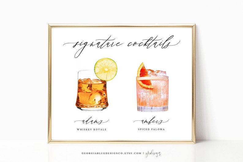 Printable Signature Cocktails Sign | Editable Signature Cocktails ...
