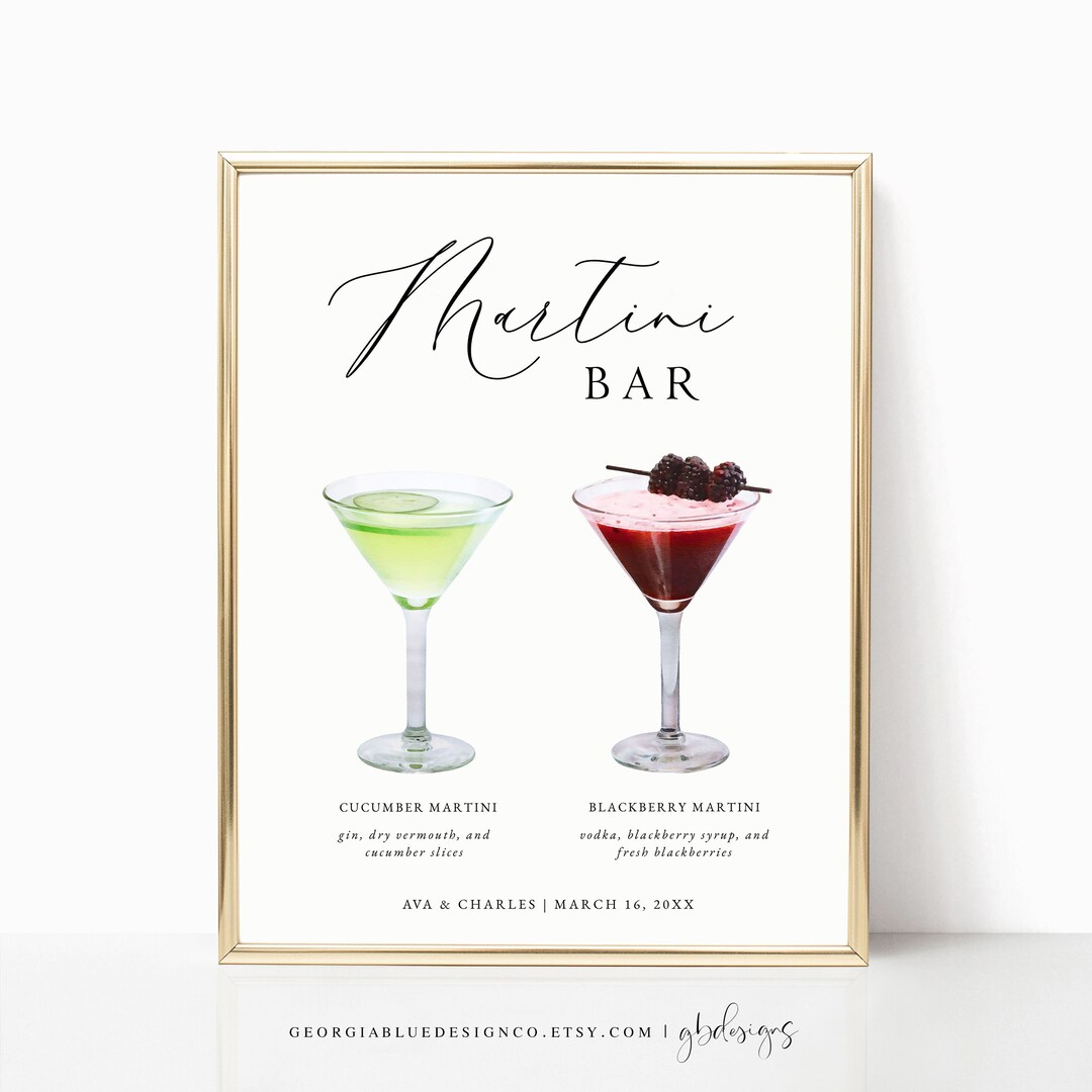 Printable Martini Bar Sign | Editable Martini Bar Sign Template ...