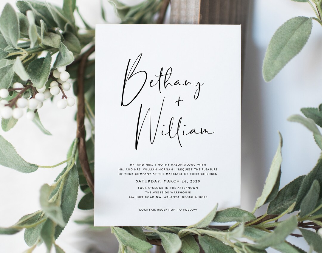 Printable Wedding Invitations Wedding Invites Templett - Etsy