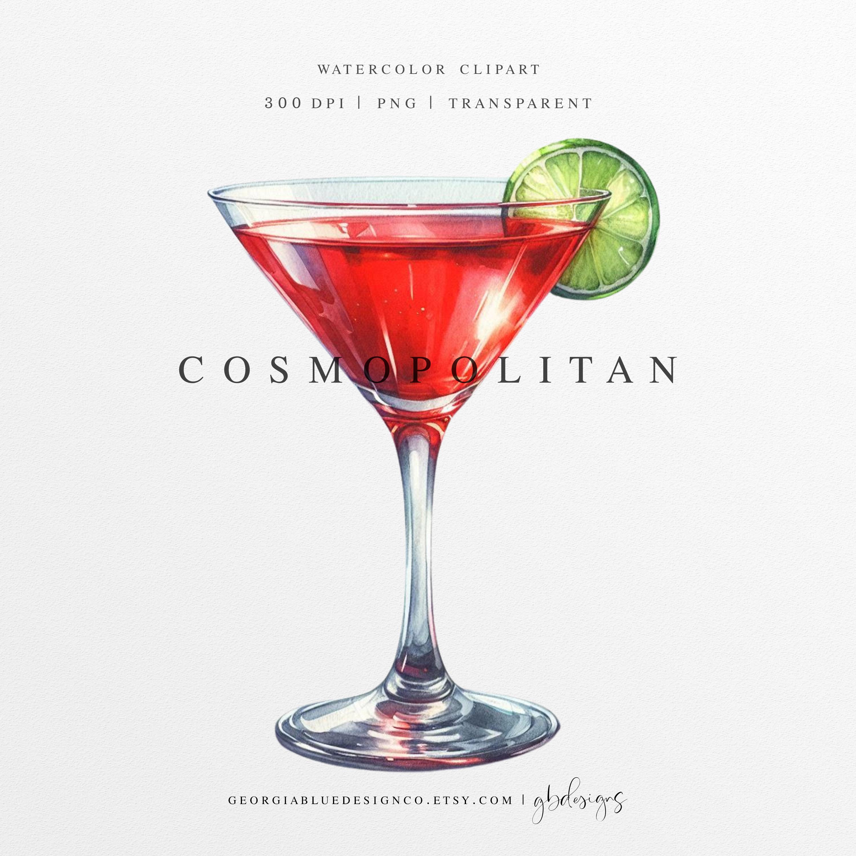 Cosmopolitan Clipart PNG, Wedding Signature Drink Illustration, Digital ...