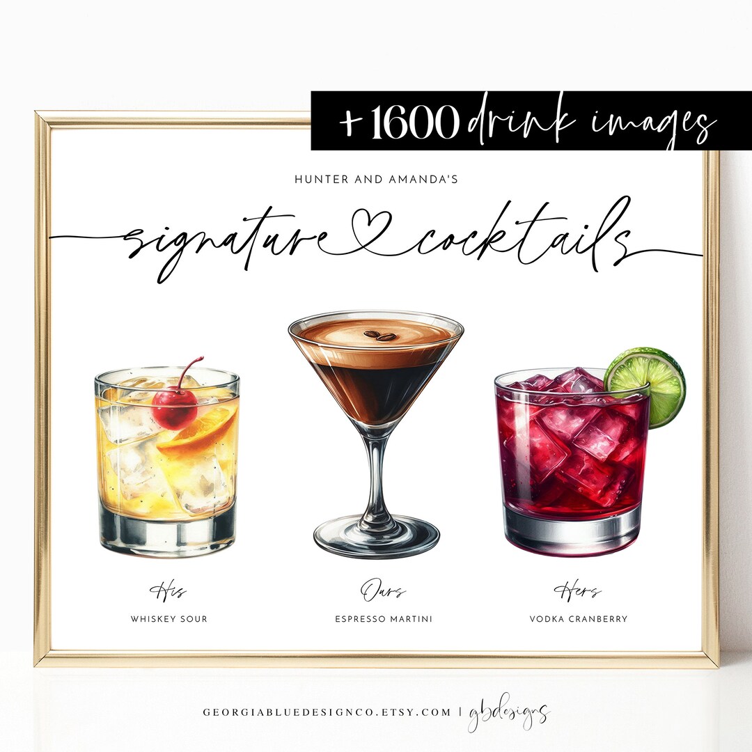 Printable Signature Cocktails Sign | Editable Signature Cocktails ...