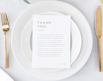 Thank You Menu Card - Etsy