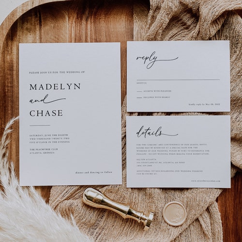 Simple Wedding Invitation Printable Invitation Template - Etsy