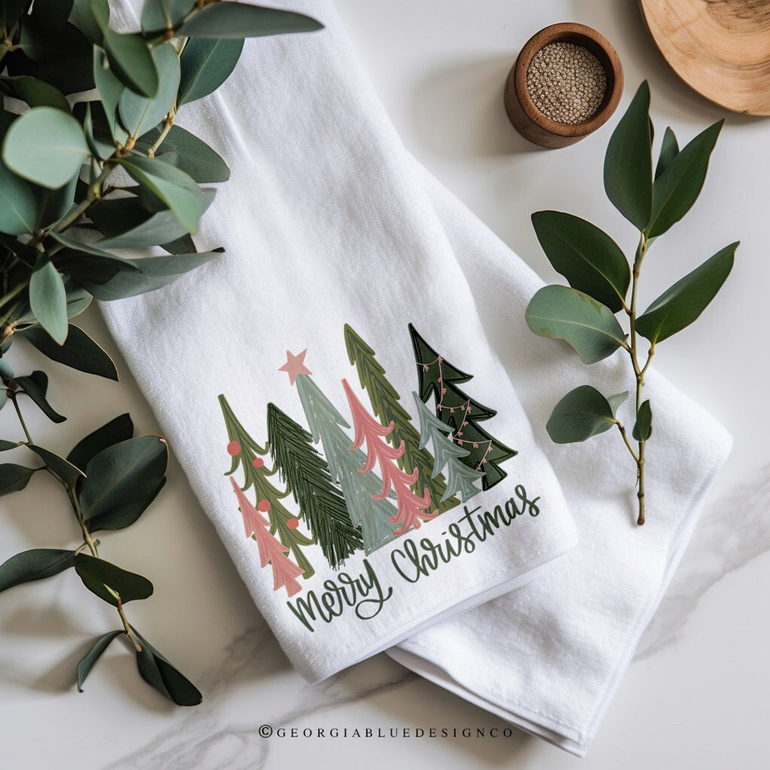 Personalized Christmas Hand Towel, Christmas Tree Tea Towel, Gifts for ...