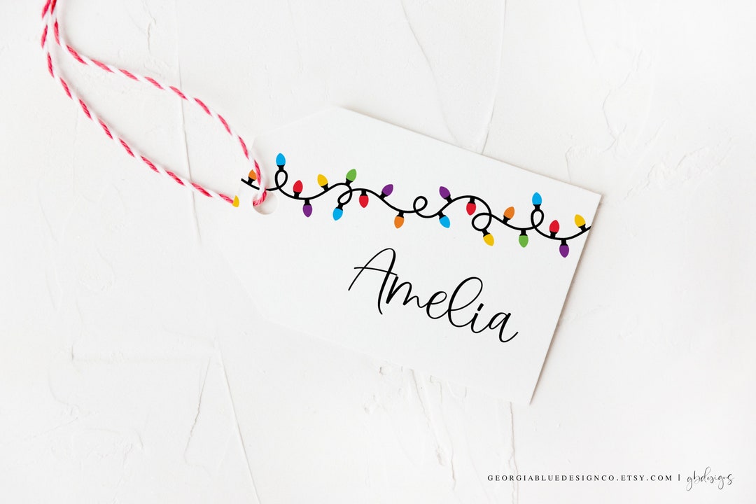 Editable Christmas Lights Gift Tags Printable Christmas Gift Tag ...