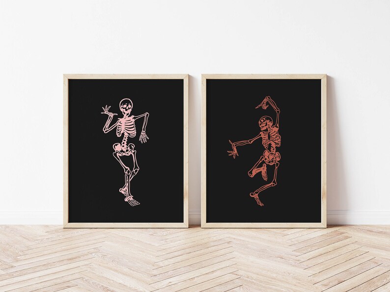 Dancing Skeletons Printable Cute Halloween Printable Decor - Etsy
