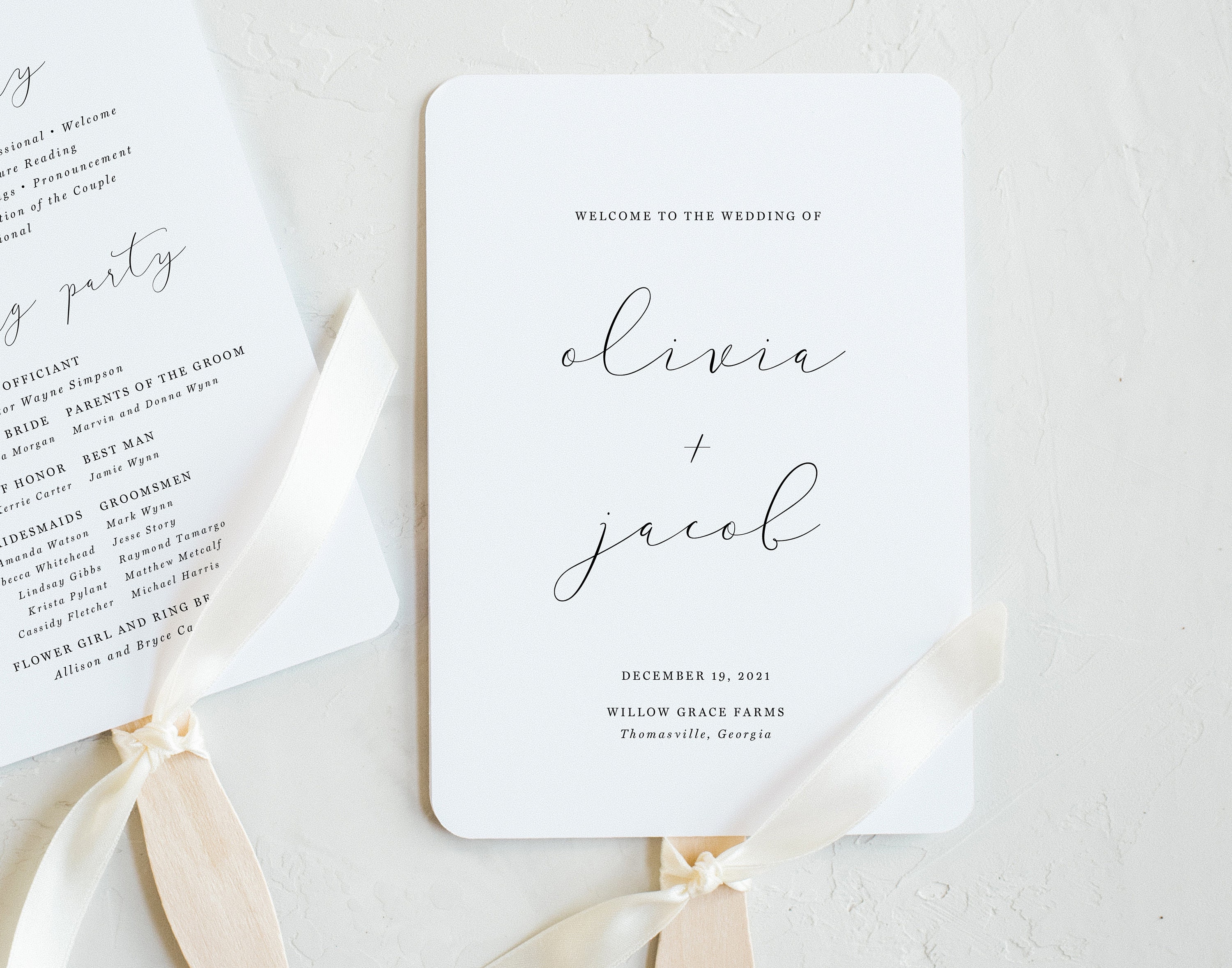 Wedding Fan Program Template Printable Wedding Program | Etsy