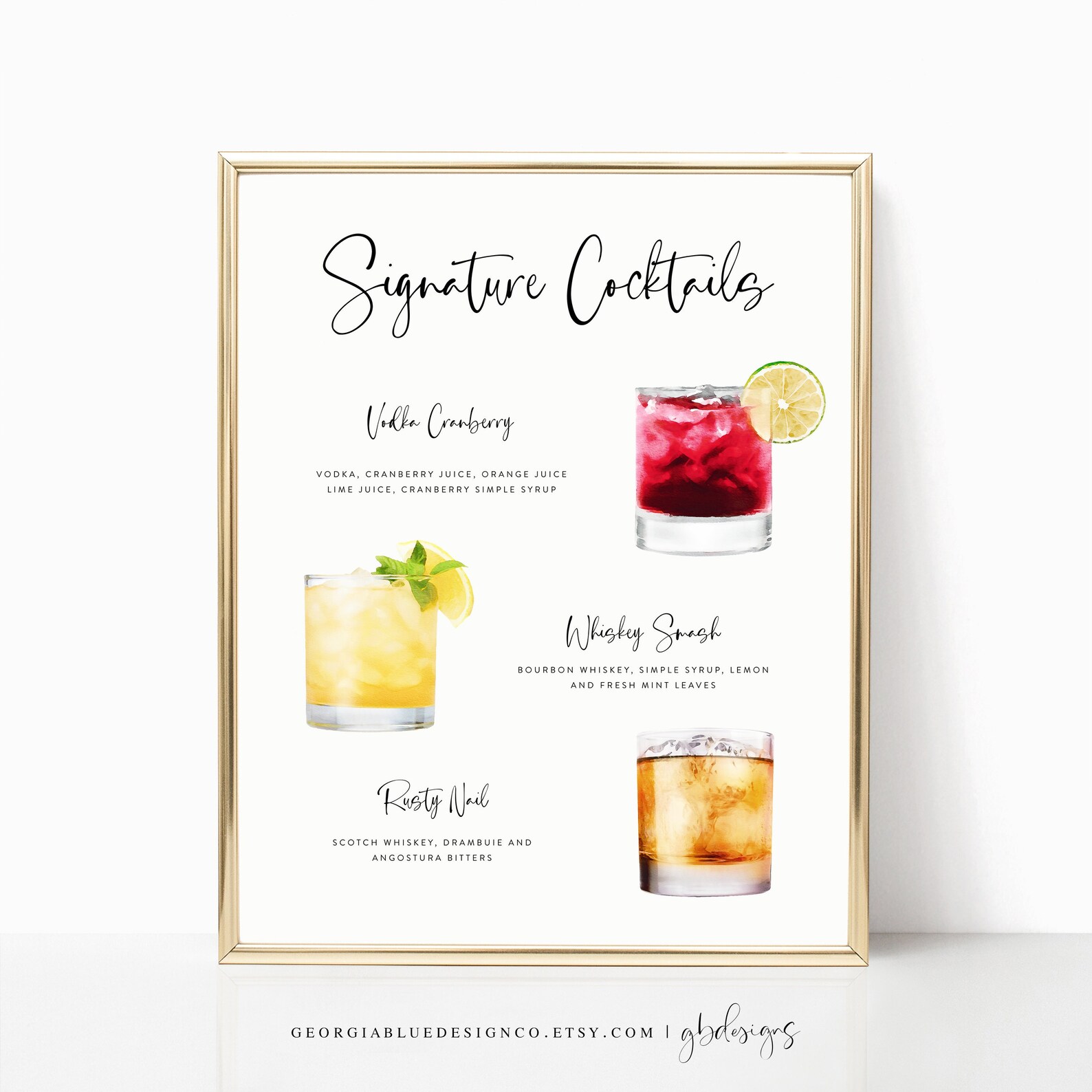 Printable Signature Cocktails Sign Editable Signature - Etsy
