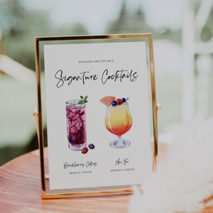 Printable Signature Cocktails Sign Editable Signature | Etsy