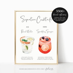 Printable Signature Cocktails Sign, Wedding Signature Drinks Menu ...