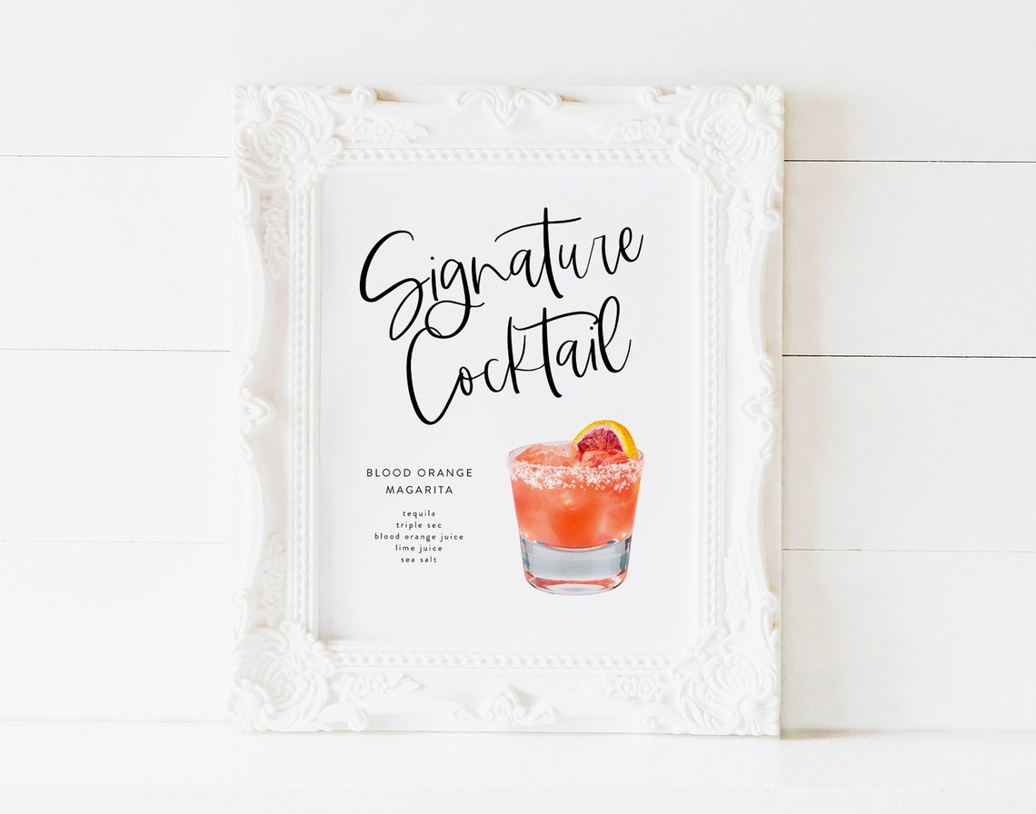 Printable Signature Cocktails Sign Editable Signature - Etsy