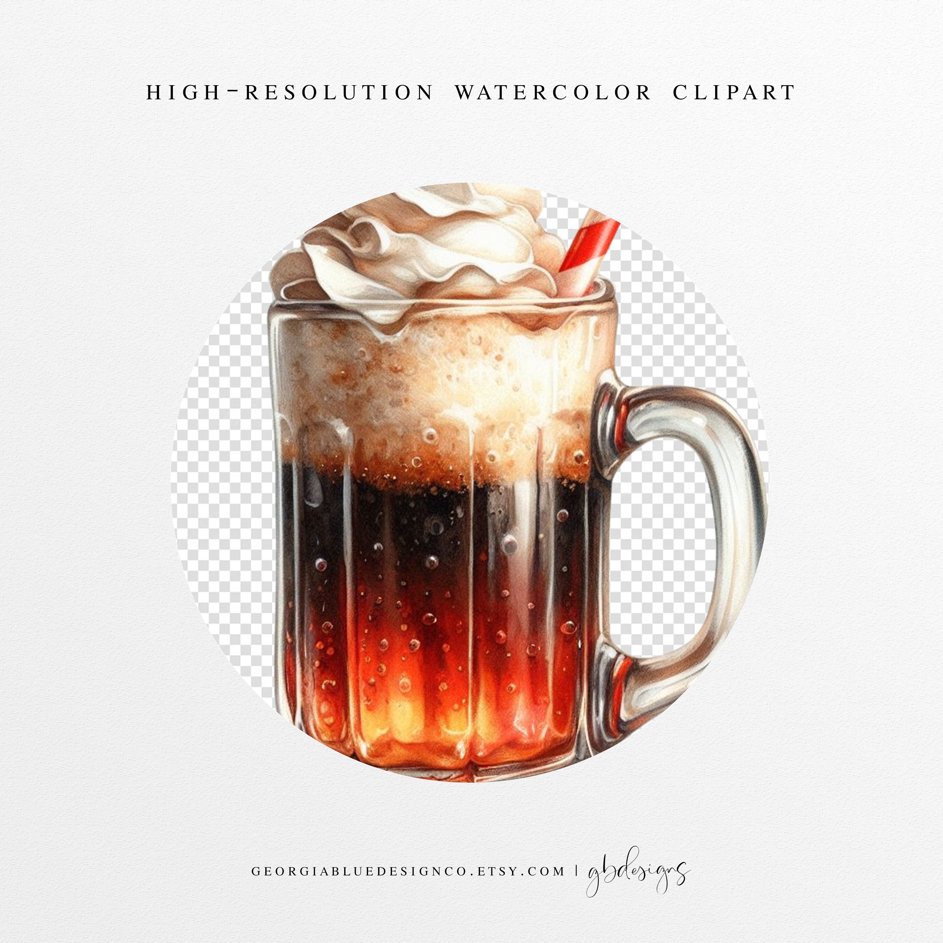 Root Beer Float Watercolor Clipart | Root Beer Float Clipart ...