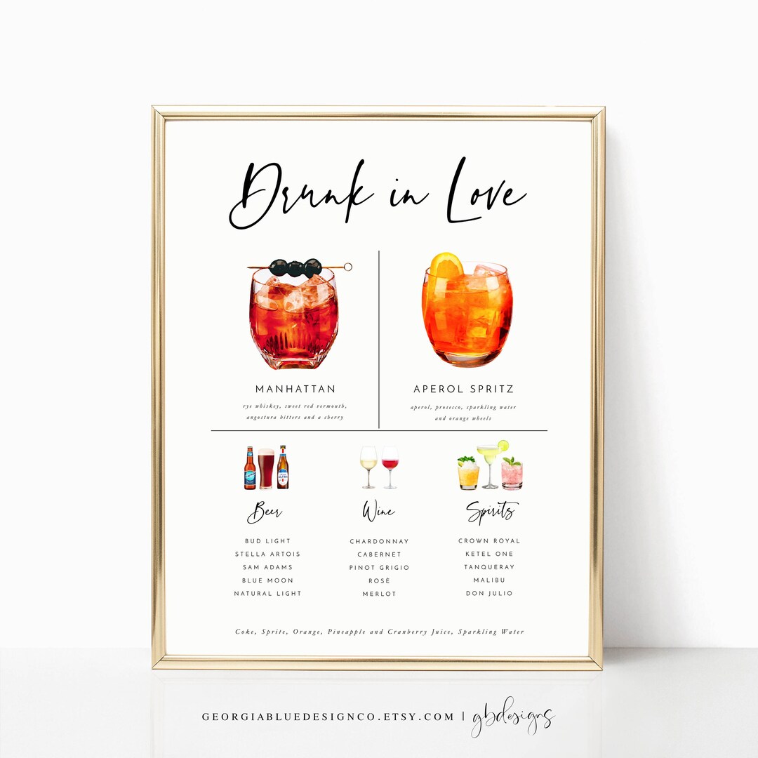 Printable Signature Cocktails Sign Editable Signature - Etsy