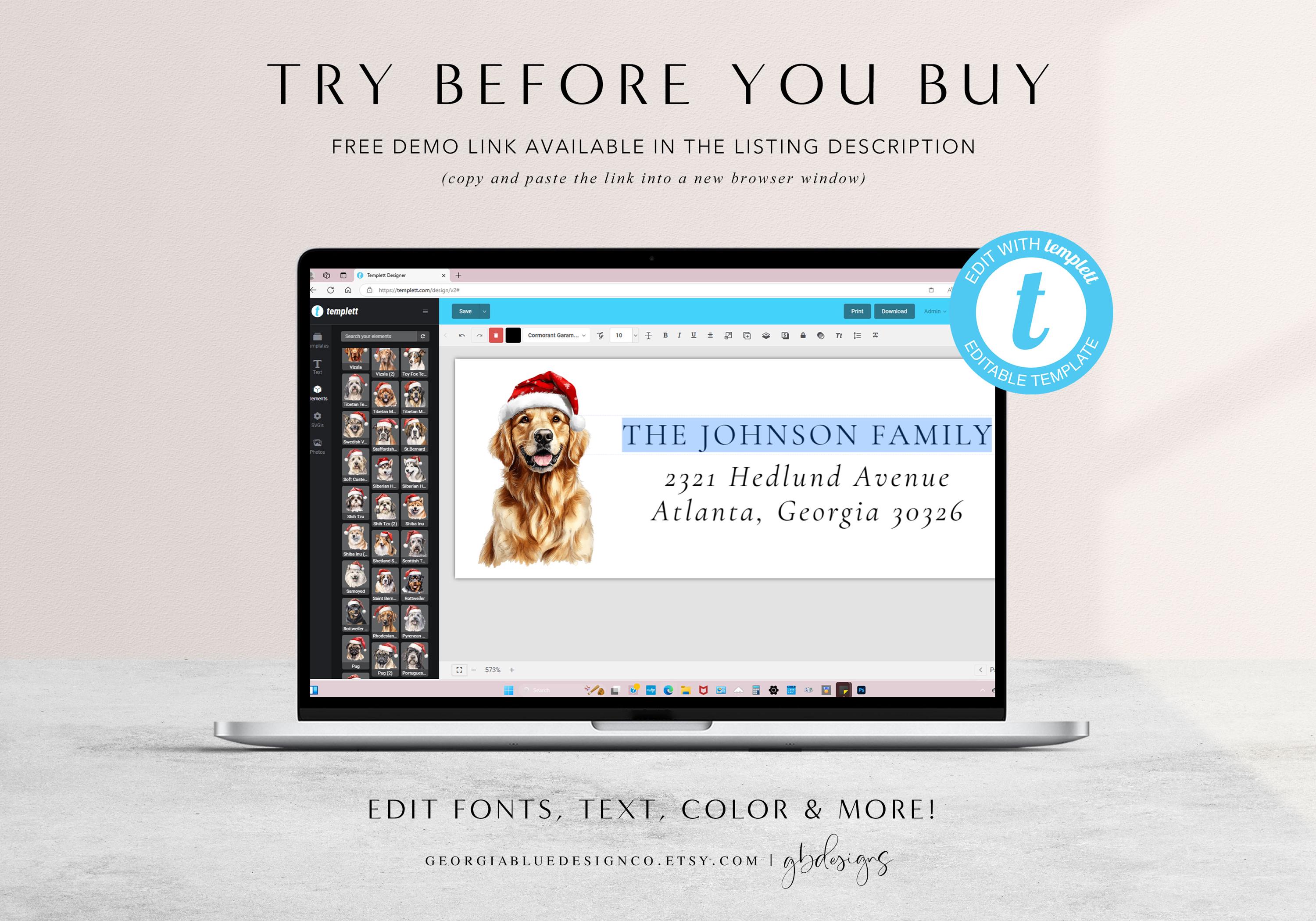 Personalized Christmas Gift Tags, Dog Gift Tag Template, Printable ...