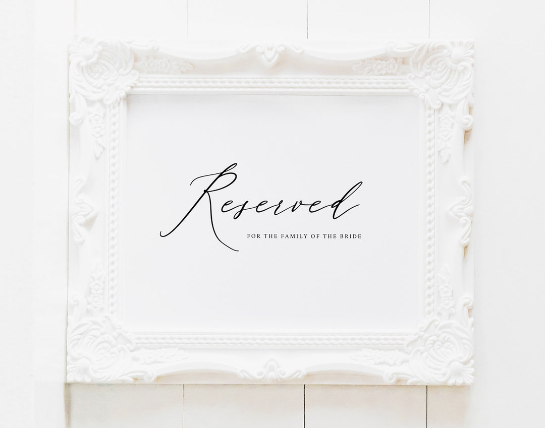Printable Reserved Seating Sign Template Wedding Ceremony - Etsy