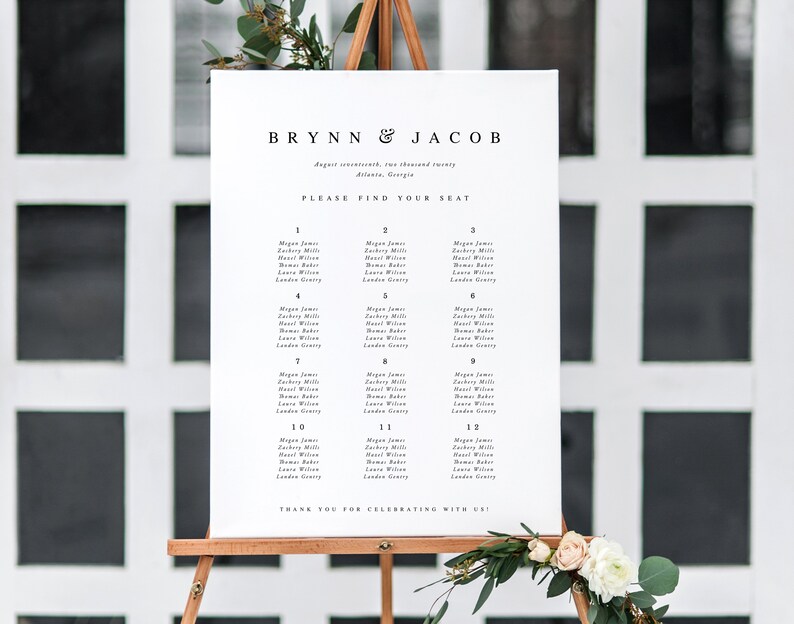 Printable Seating Chart Template Templett Seating Chart - Etsy