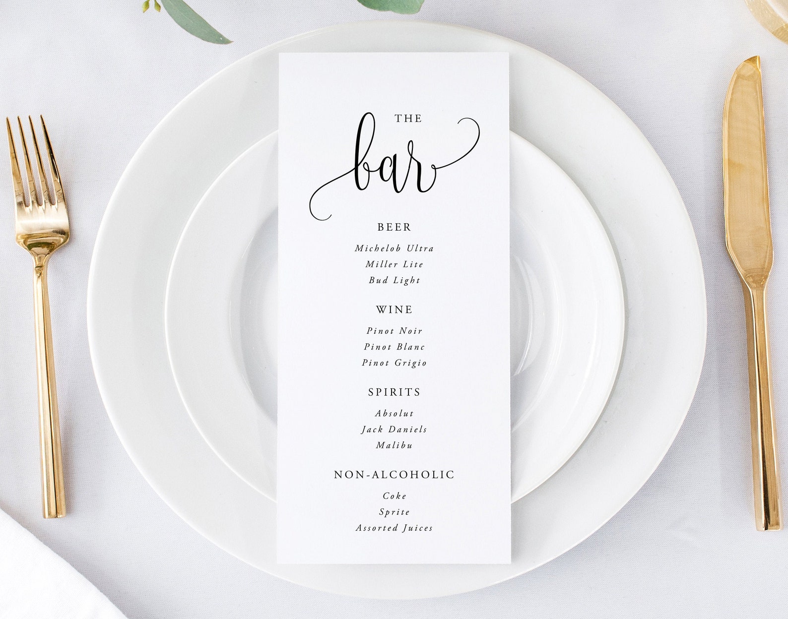 Printable Bar Menu Card Bar Menu Template Wedding Bar Menu | Etsy